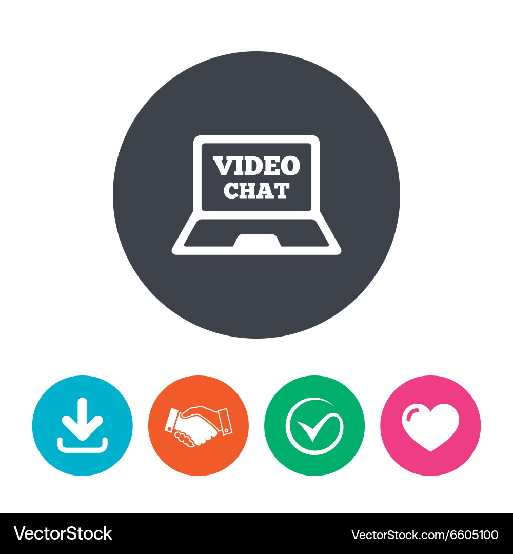 Video chat laptop sign icon web communication Vector Image