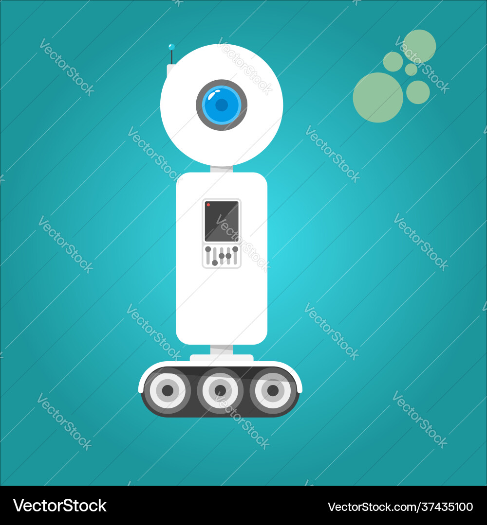 White robot logo or mascot or icon Royalty Free Vector Image