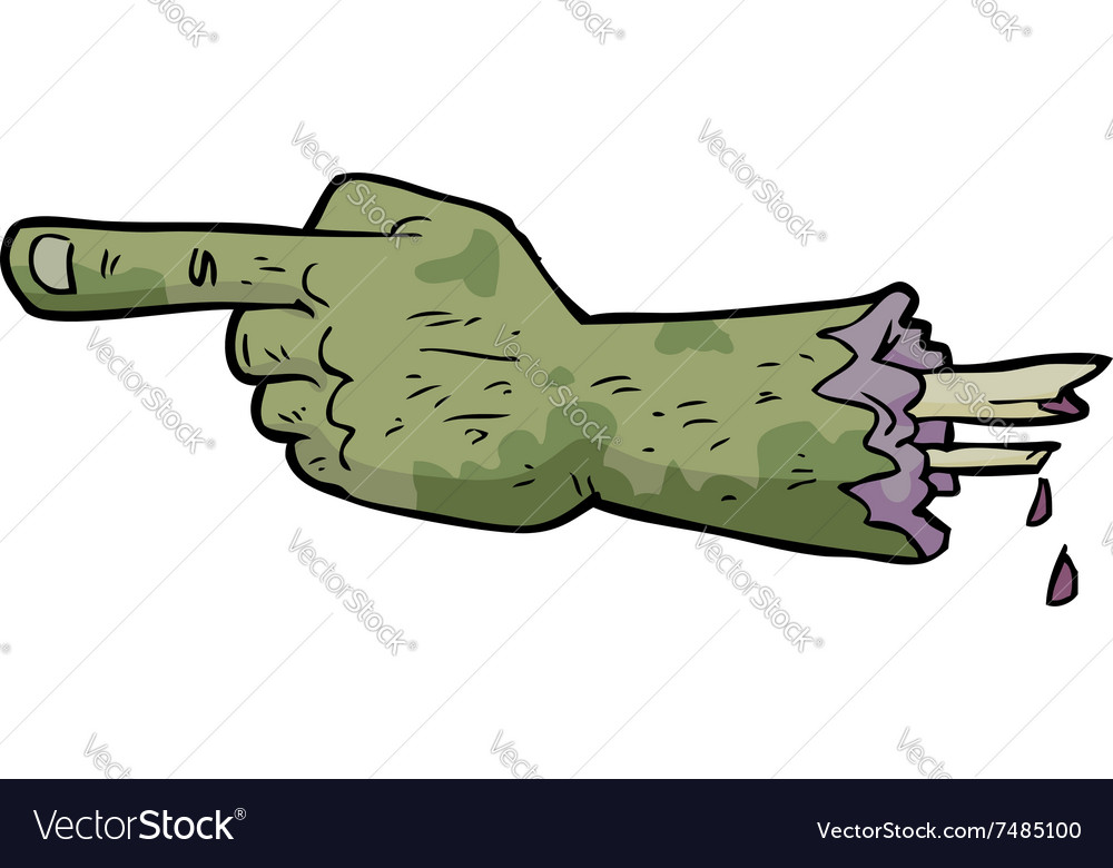 Zombie hand points a finger Royalty Free Vector Image