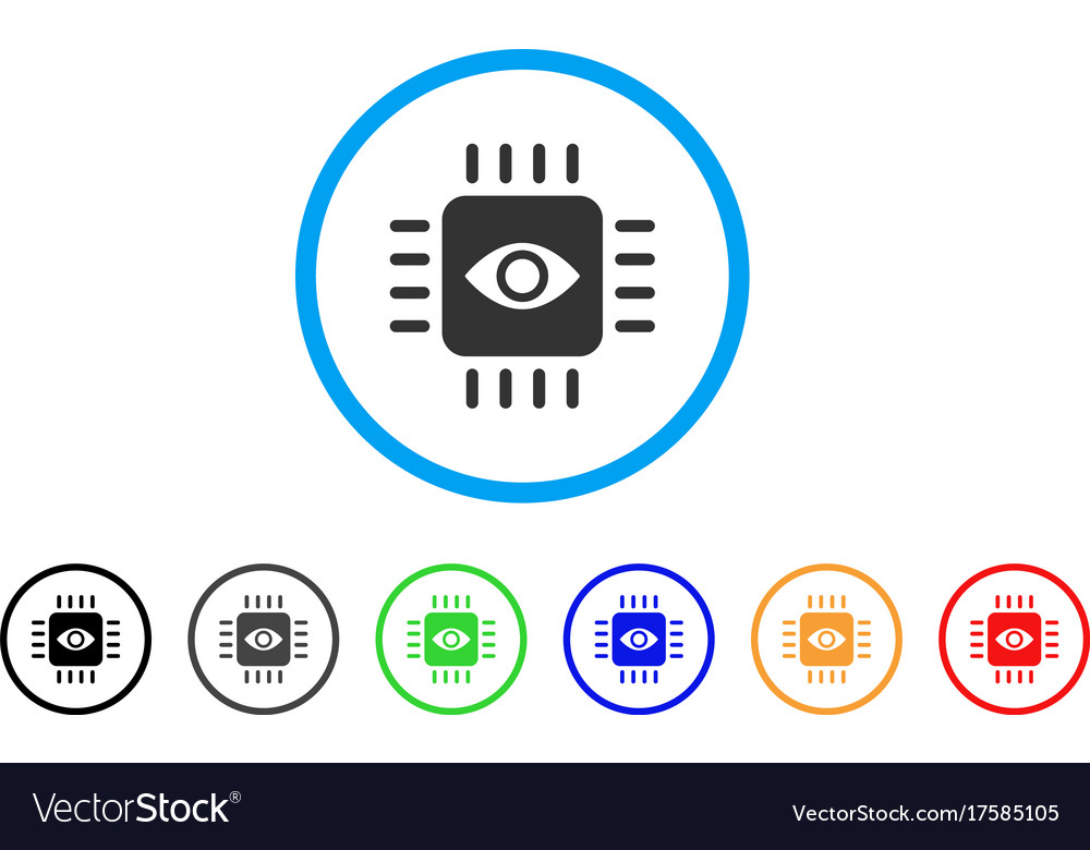 Bionic eye processor rounded icon Royalty Free Vector Image