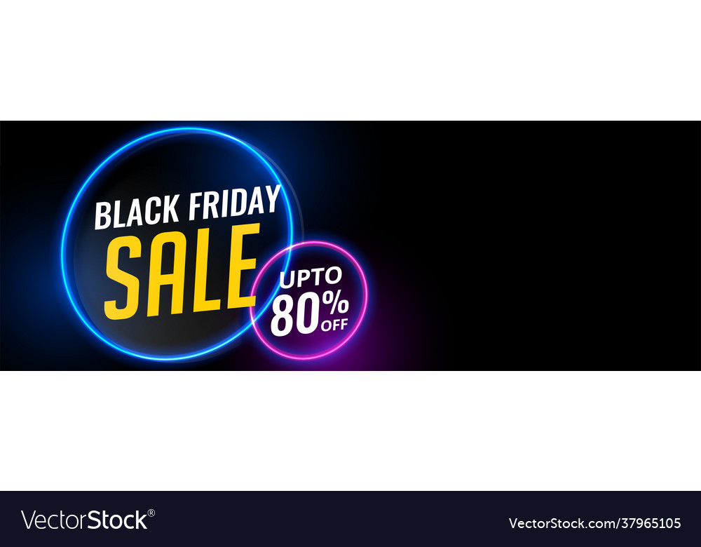 Black Friday Neon Light Sale Banner Design Vector Image