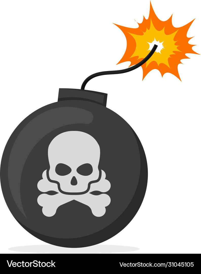 Bomb with a skull in flat style white background Vector Image