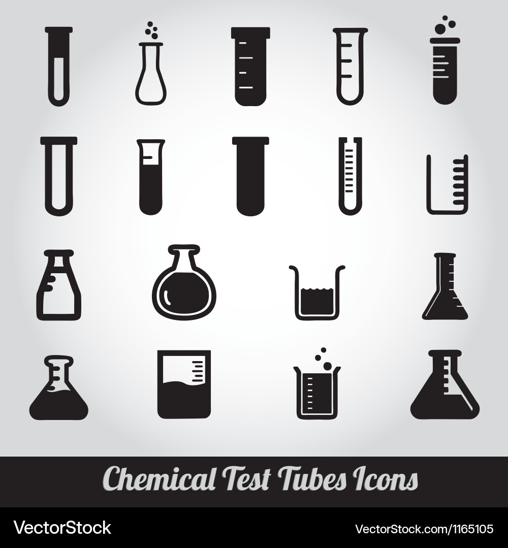Chemical test tubes icons Royalty Free Vector Image