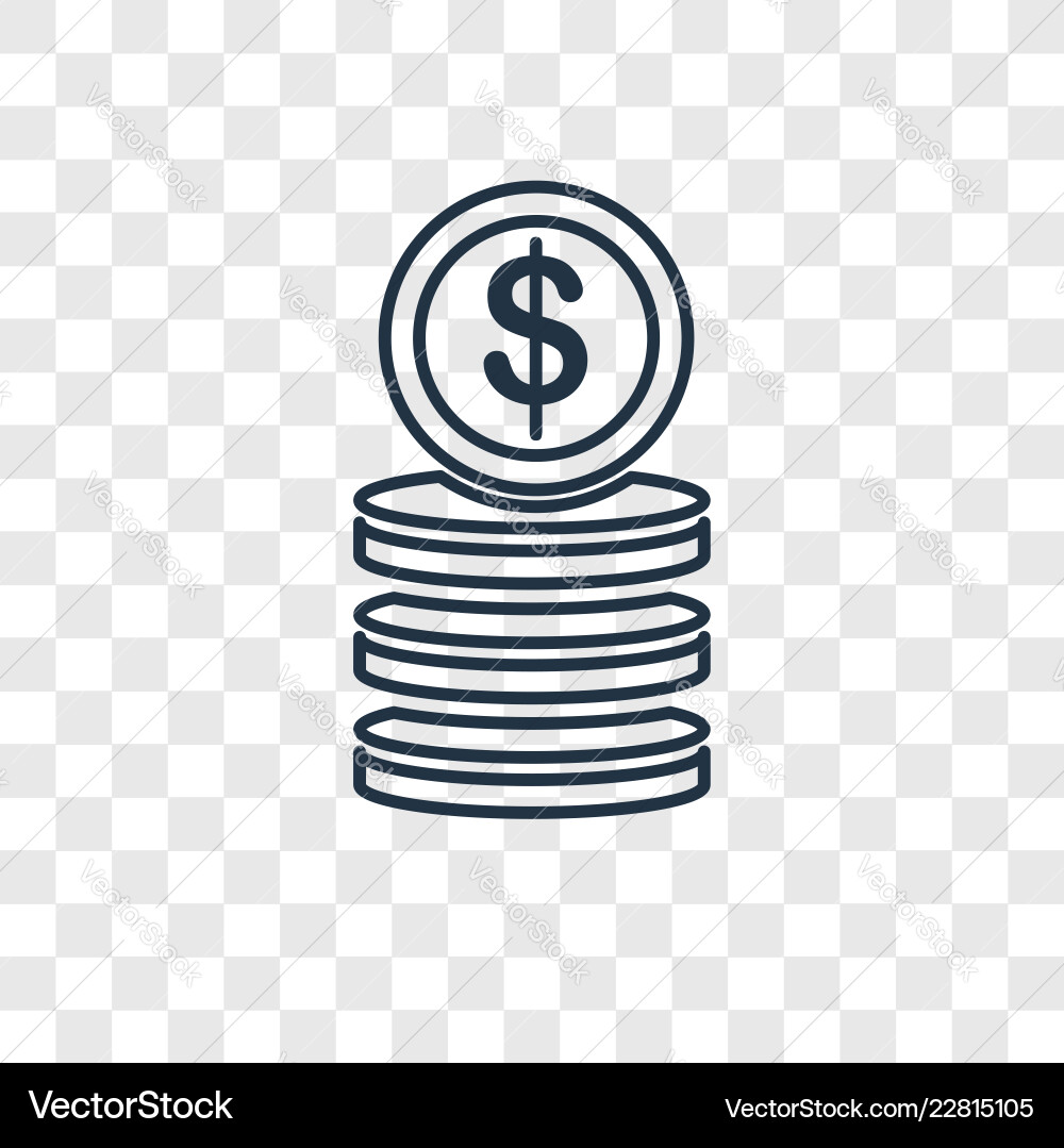 Coin concept linear icon isolated on transparent Vector Image