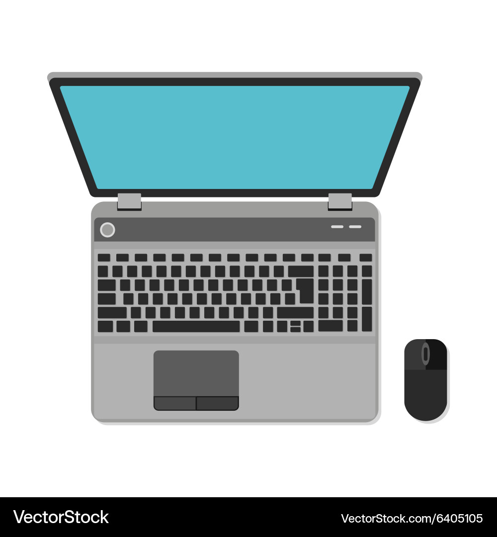 Flat design icon laptop top view Royalty Free Vector Image
