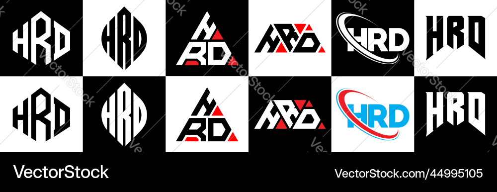Hrd letter logo design in six style polygon Vector Image