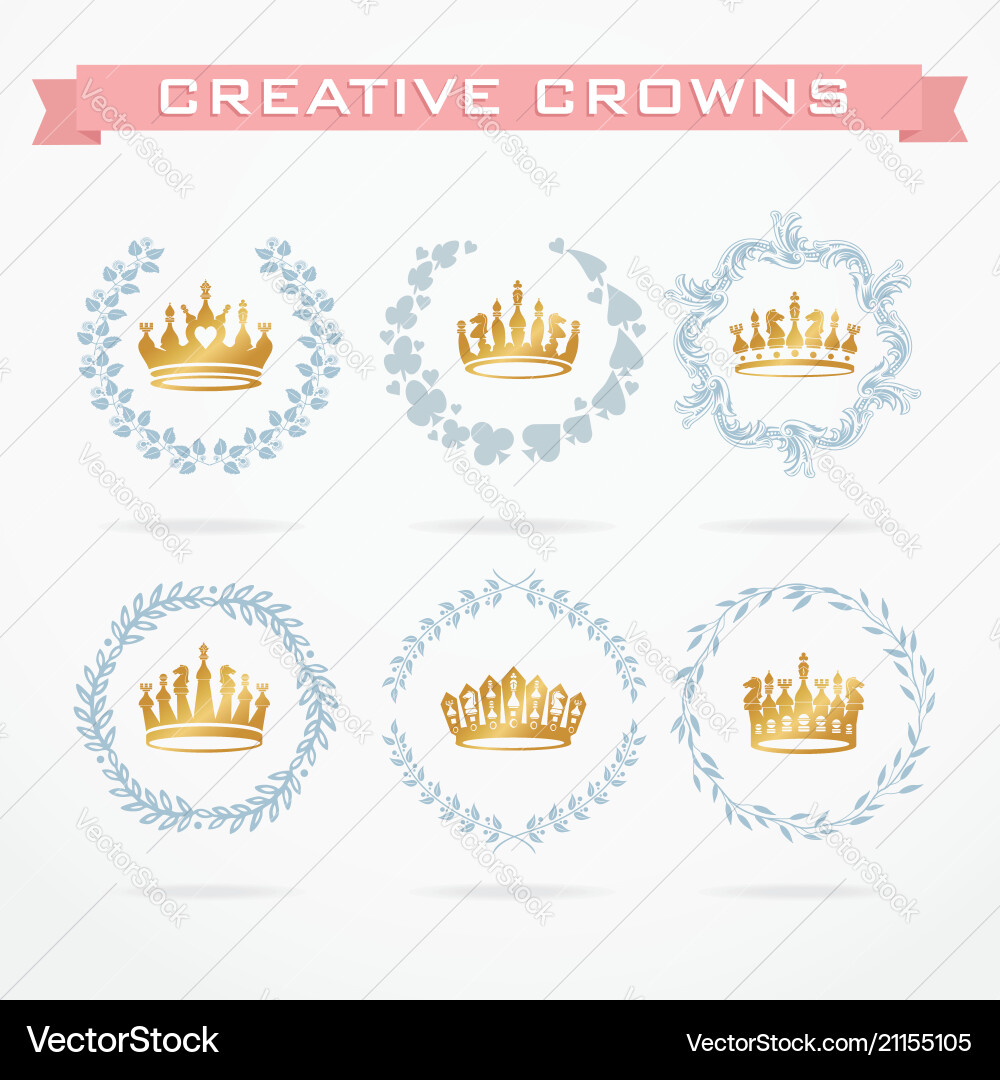 King and queen crowns symbols Royalty Free Vector Image