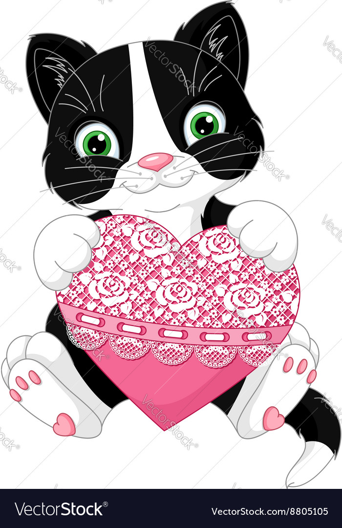 Kitten And Heart Royalty Free Vector Image Vectorstock