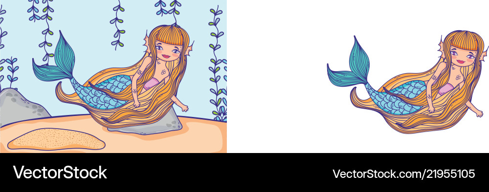 Mermaid swimming undersea Royalty Free Vector Image
