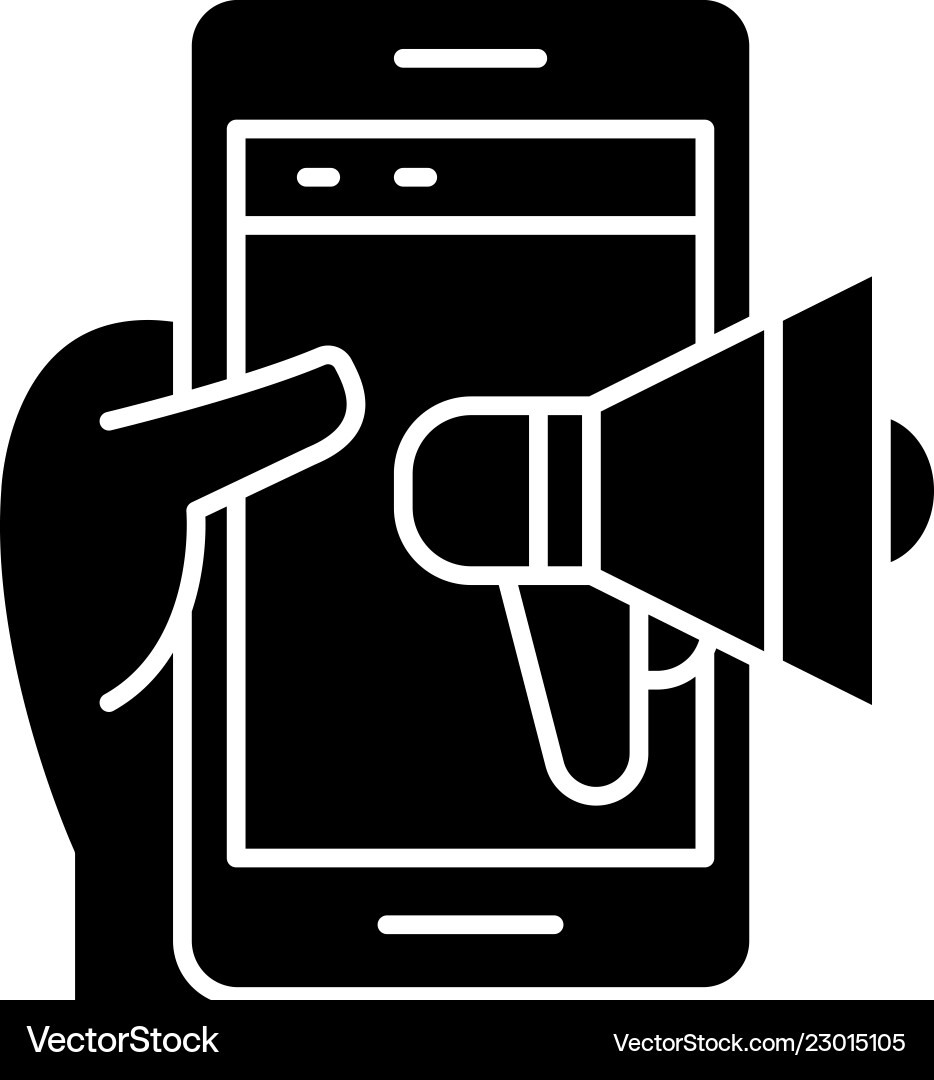 Mobile promotion black icon sign Royalty Free Vector Image