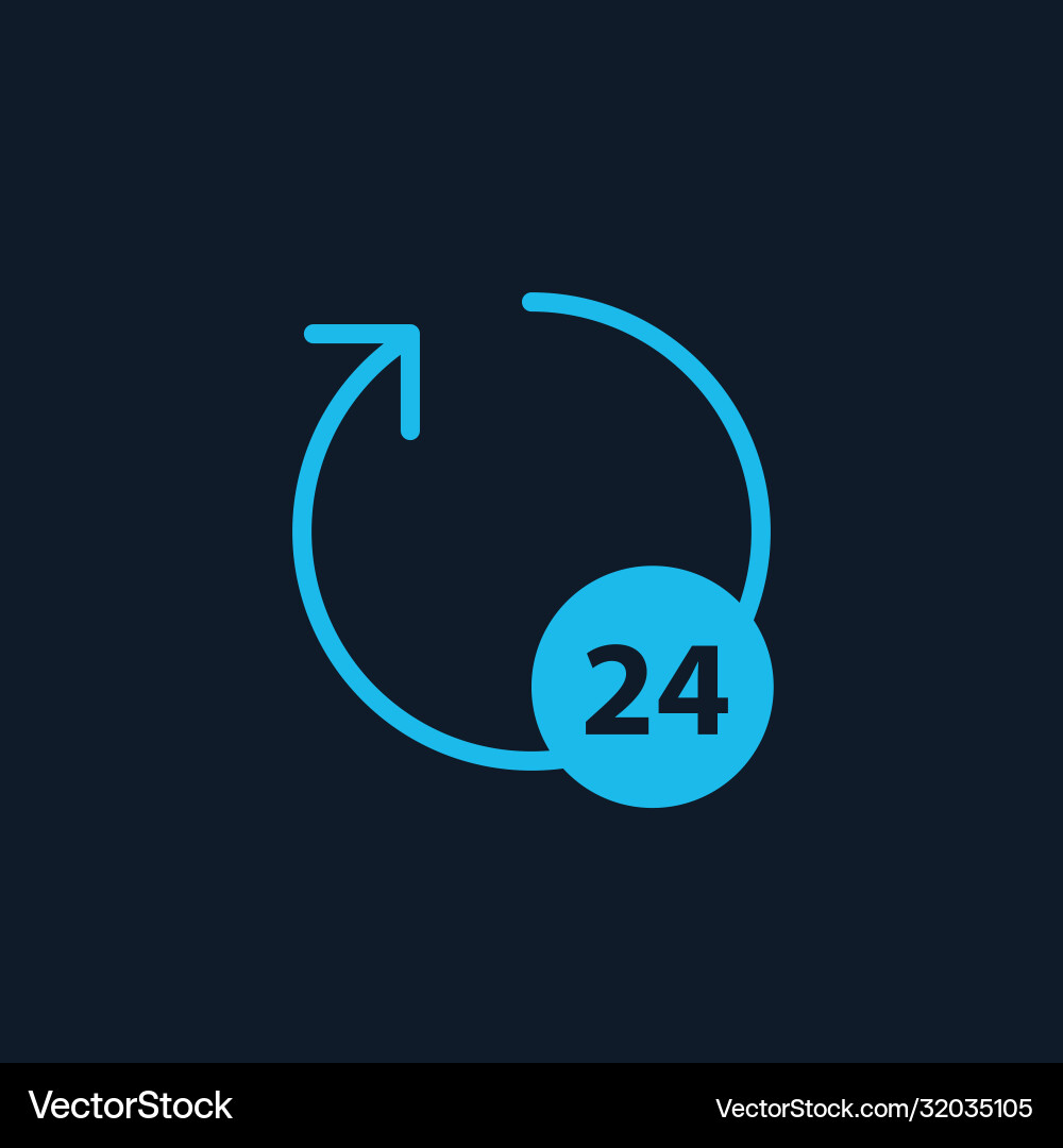 Open circle arrow 24 hours a day icon stock Vector Image