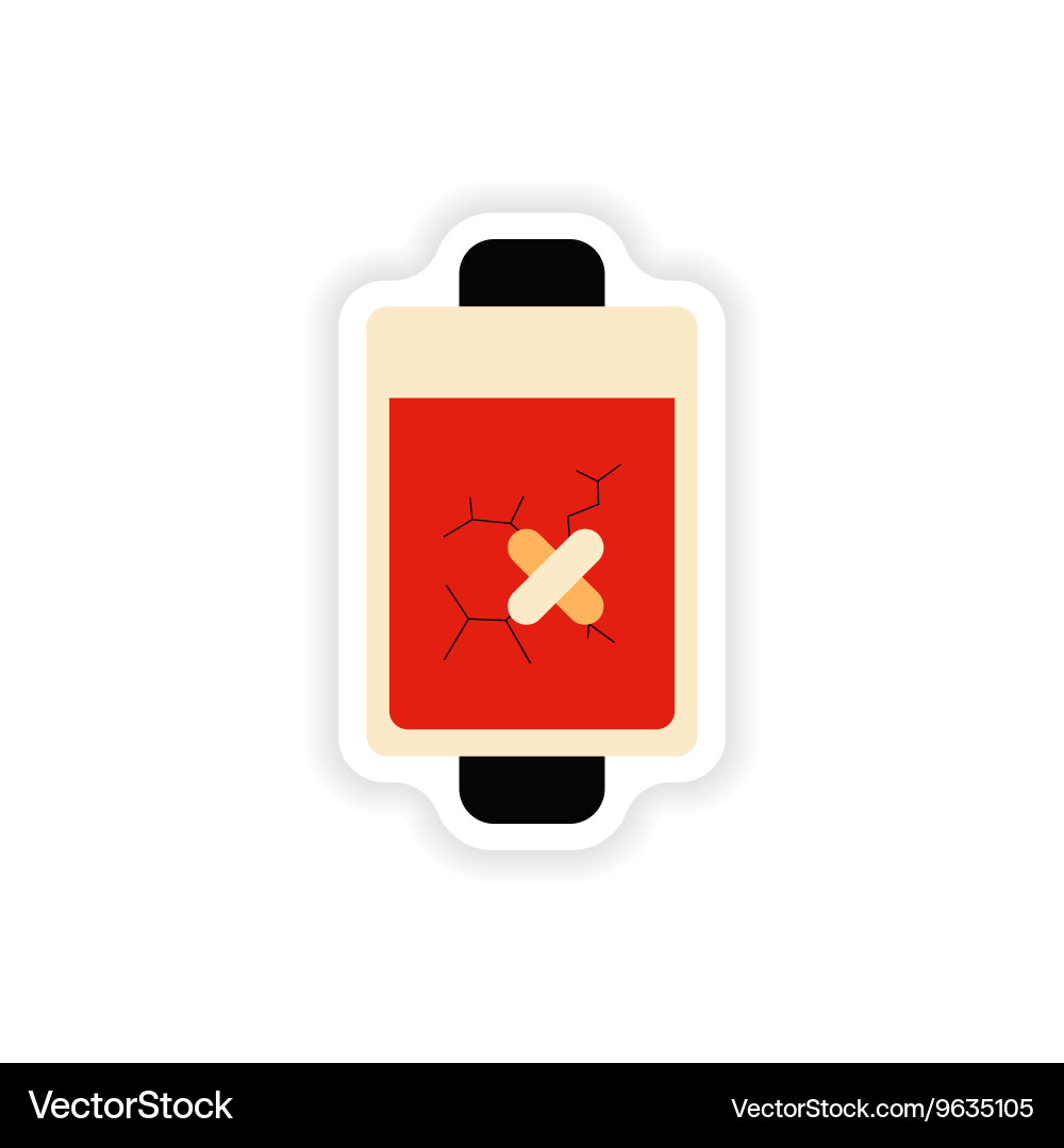 Paper sticker on white background mobile battery Vector Image