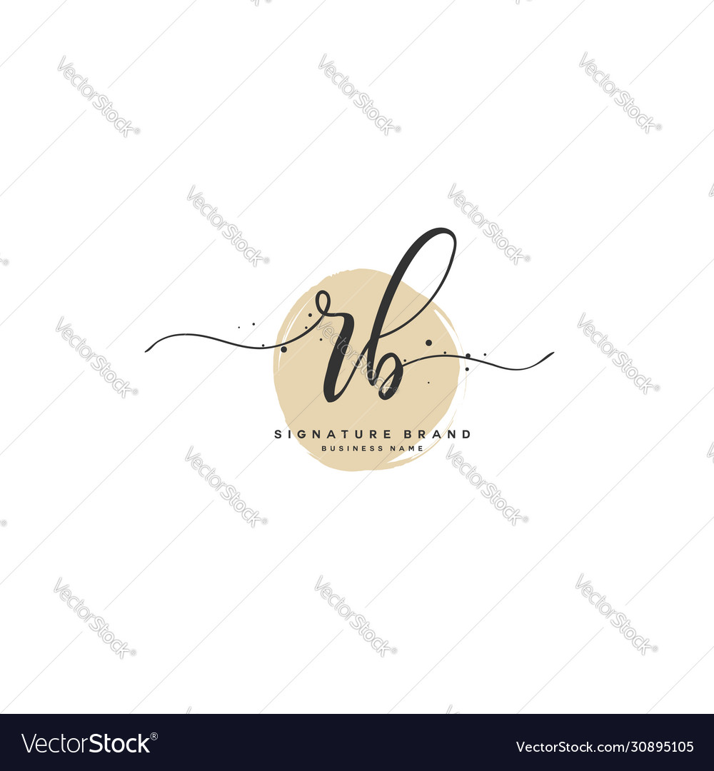 R b rb initial letter handwriting and signature Vector Image