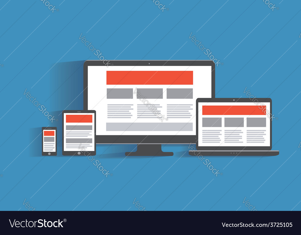 Responsive web design concept Desktop computer Vector Image Responsive web design concept Desktop computer Vector Image
