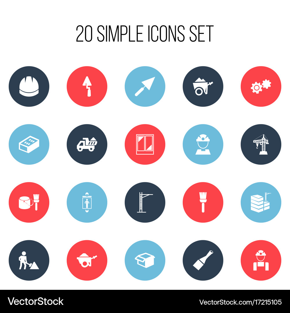 Set of 20 editable construction icons includes Vector Image