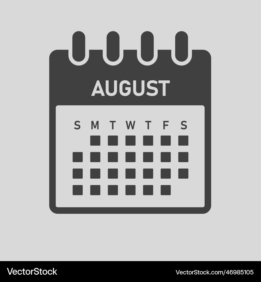 Template icon page calendar month august Vector Image