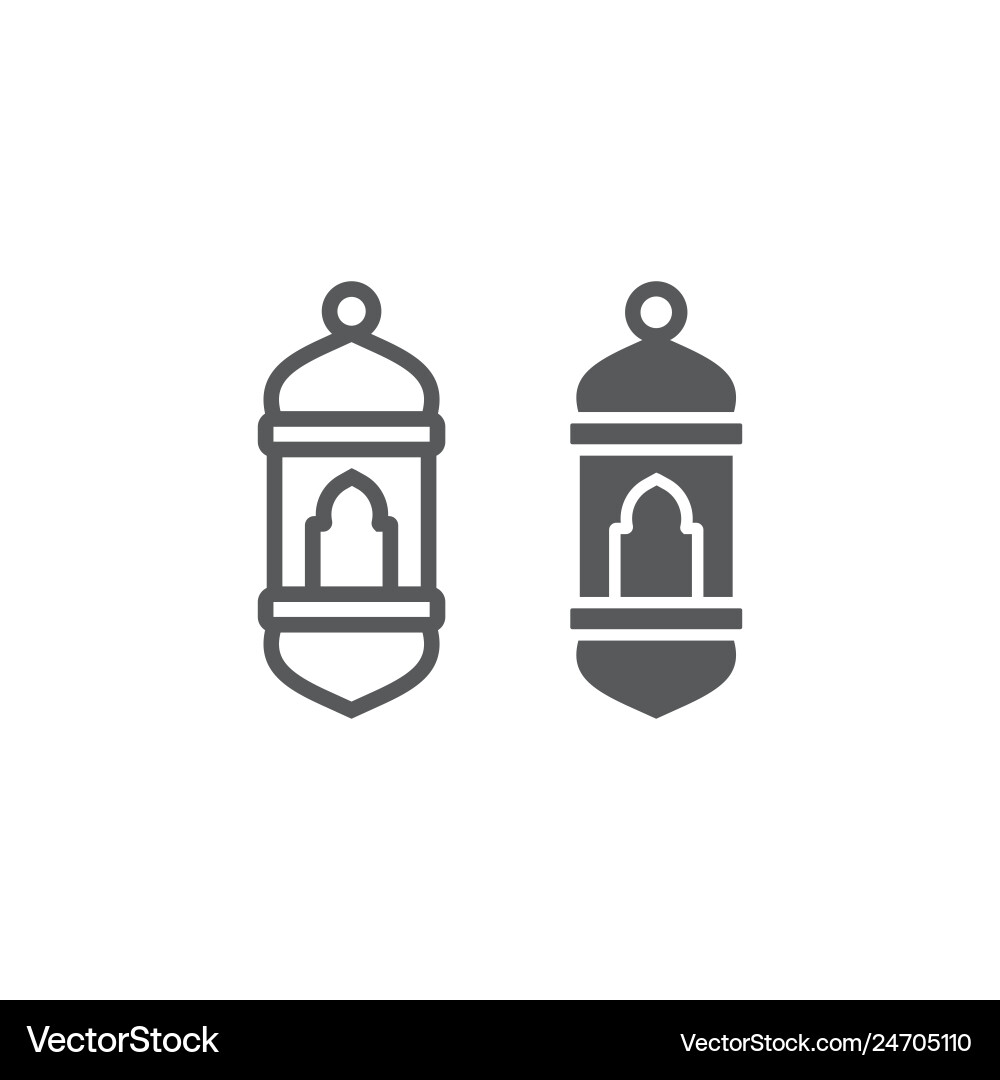 Arabic lantern line and glyph icon light Vector Image