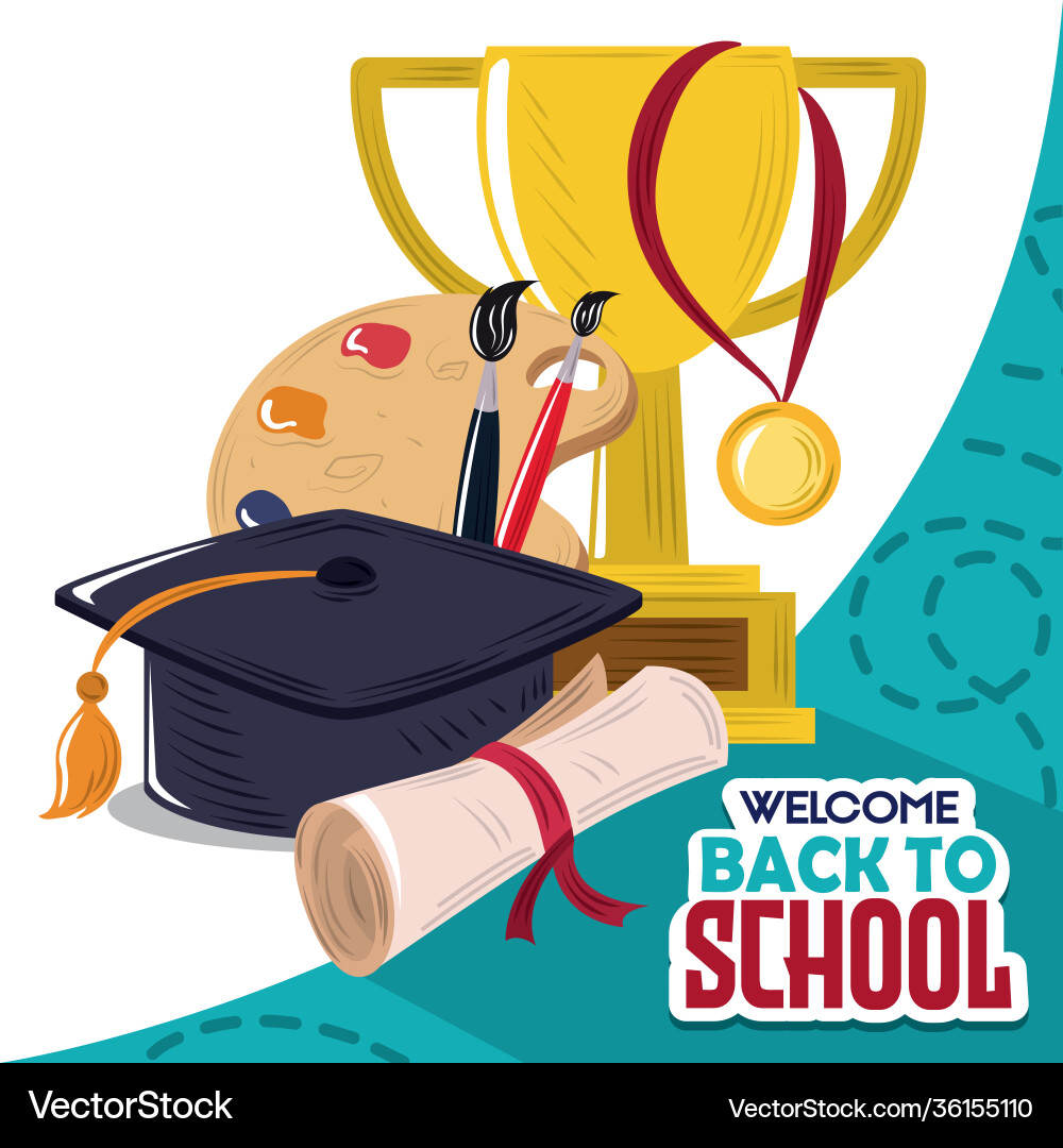 Back to school education trophy paintbrush Vector Image