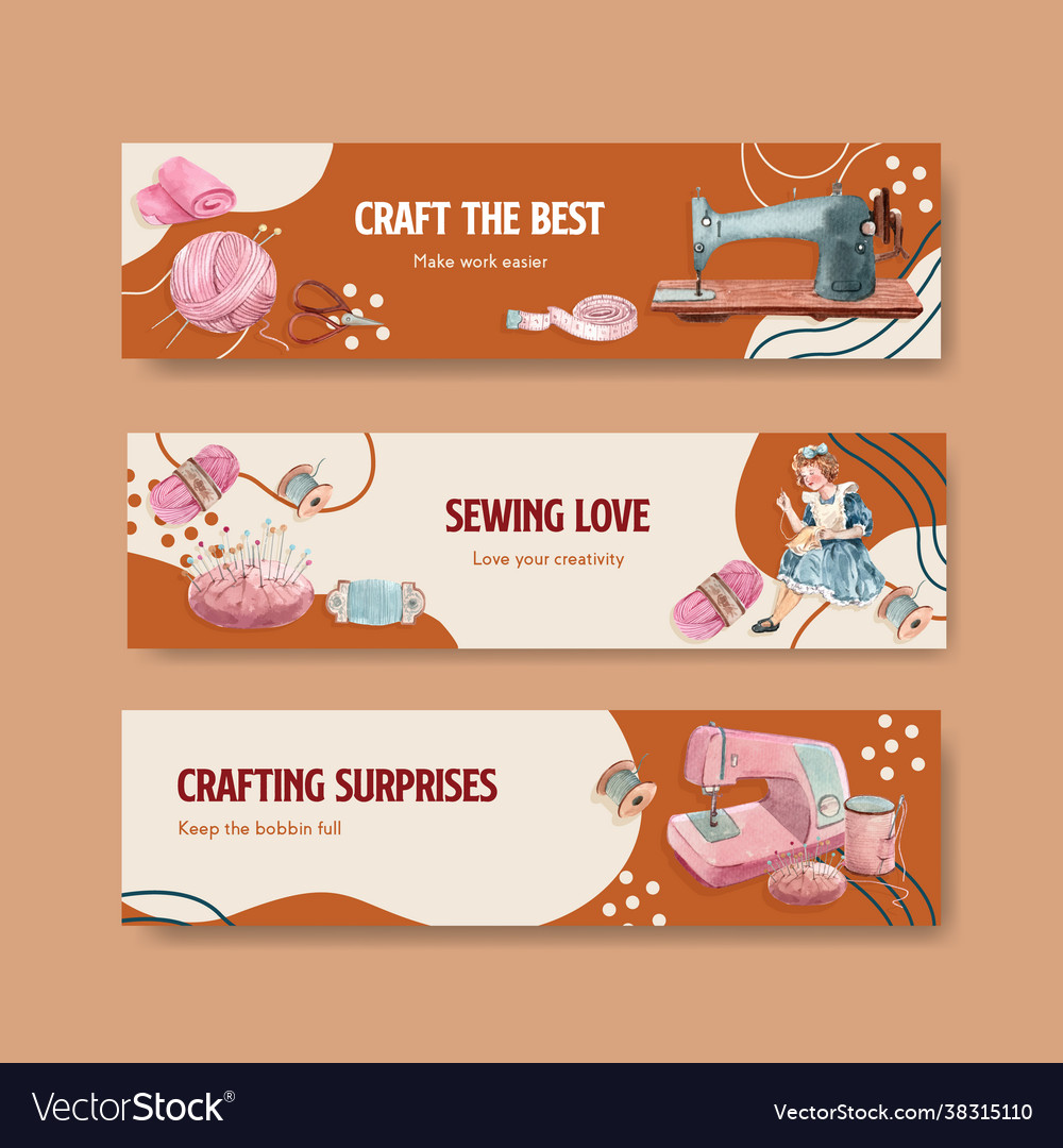 Banner template with sewing concept design Vector Image