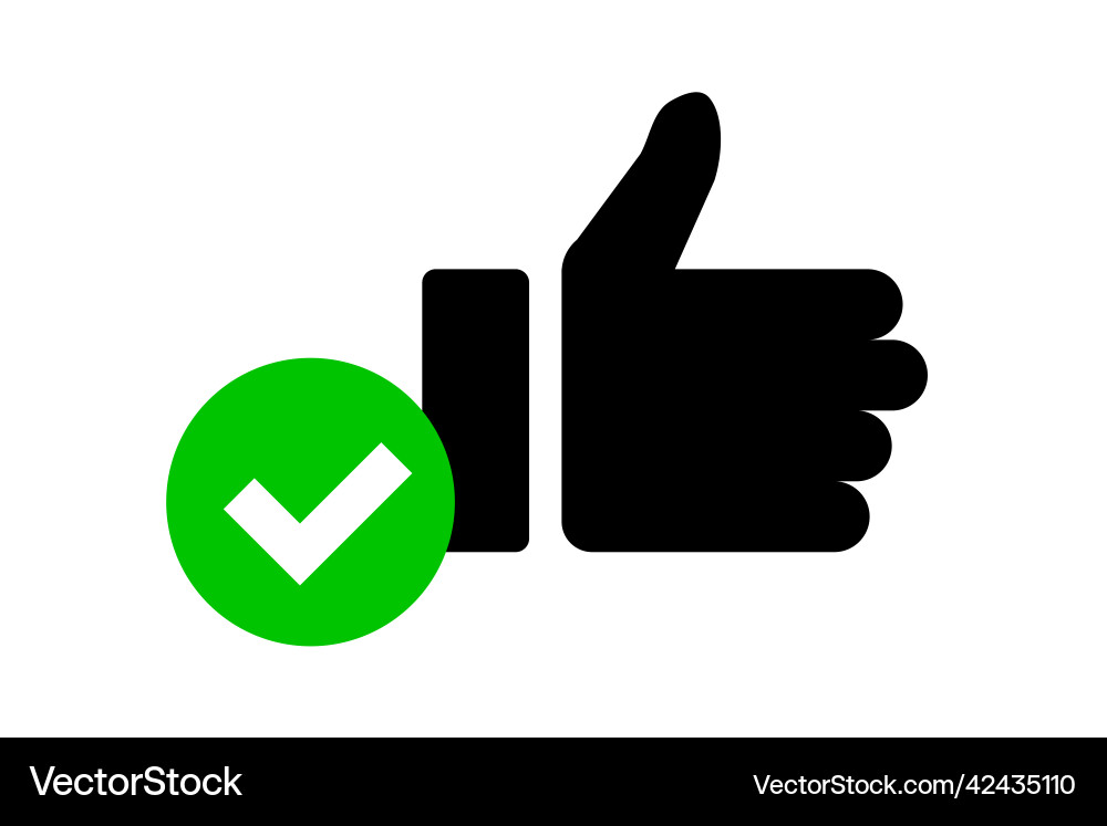 Check mark and thumbs up icons Royalty Free Vector Image