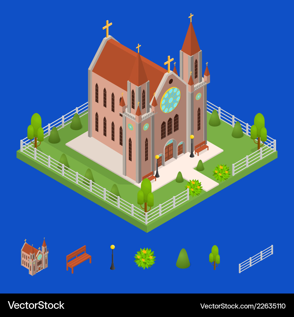 Christian catholic church and elements concept 3d Vector Image
