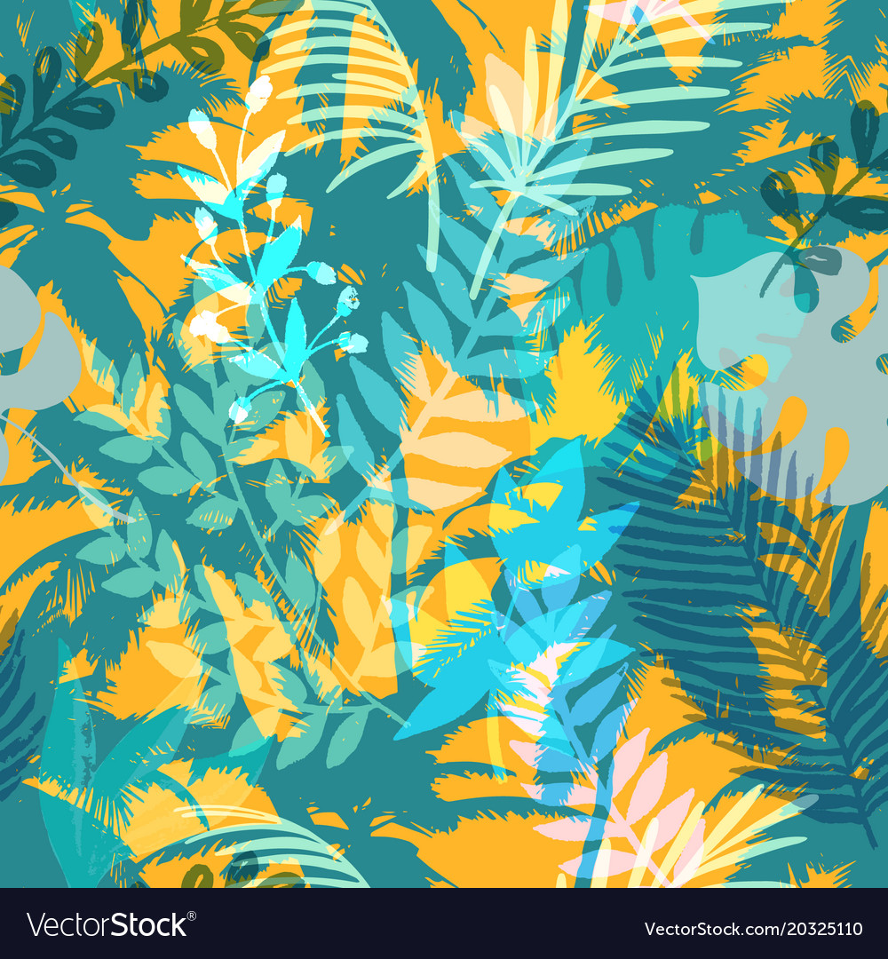 Colourful trendy seamless exotic pattern with palm Colourful trendy seamless exotic pattern with palm