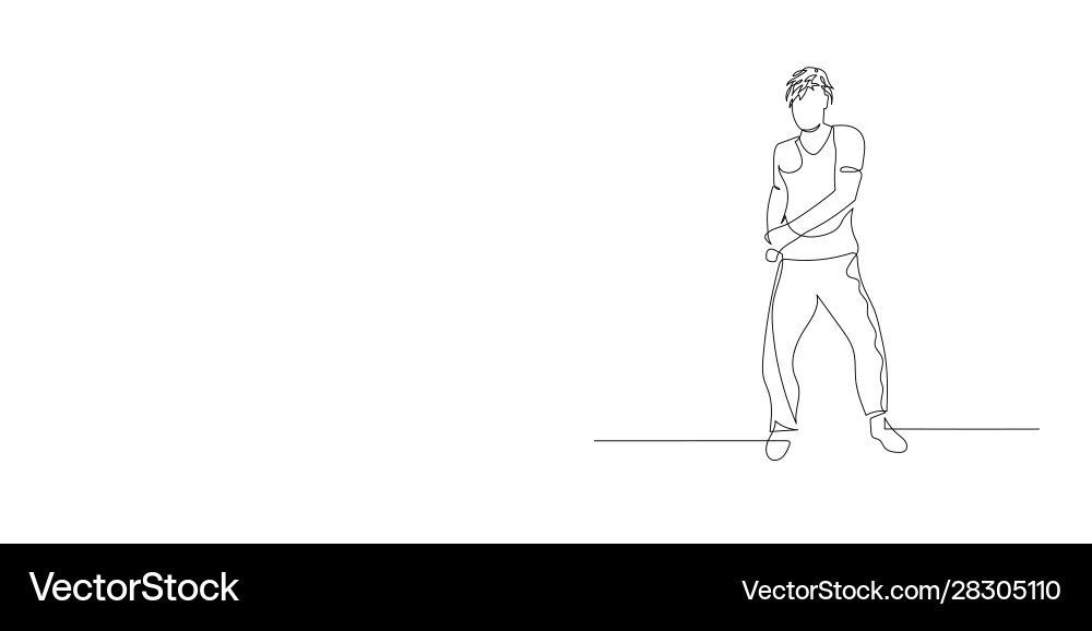 Continuous one line dancing man with wavy hair Vector Image