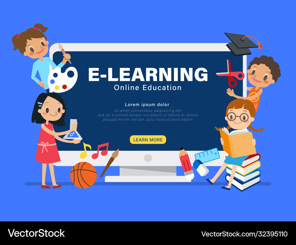 E-learning online education concept group of Vector Image