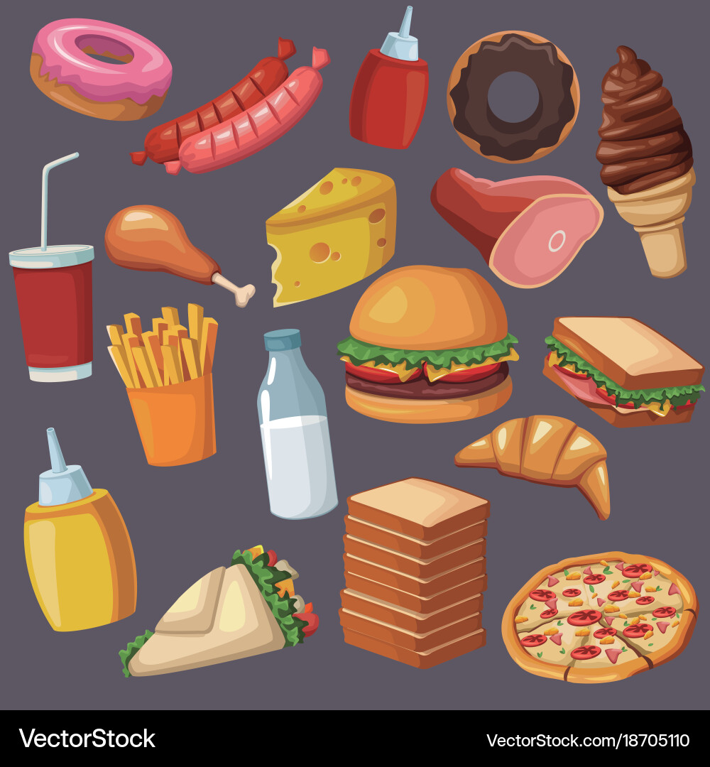 Fast food icons Royalty Free Vector Image - VectorStock