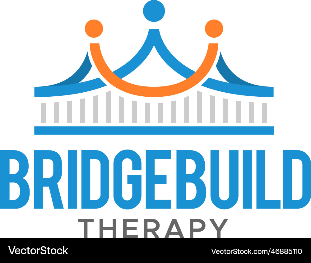 Flat bridge build abstract people logo design Vector Image