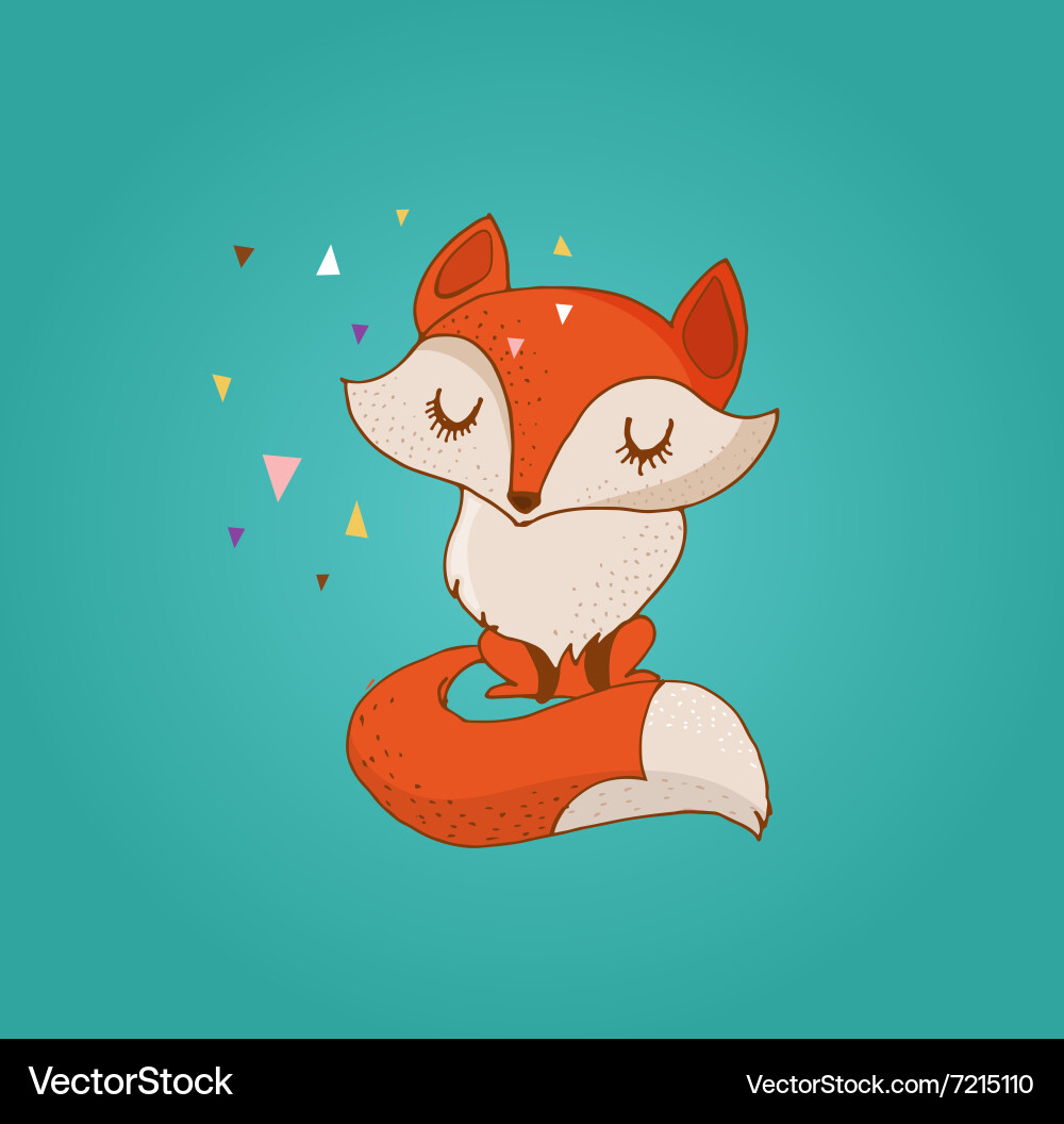 Fox cute lovely and greeting card Royalty Free Vector Image