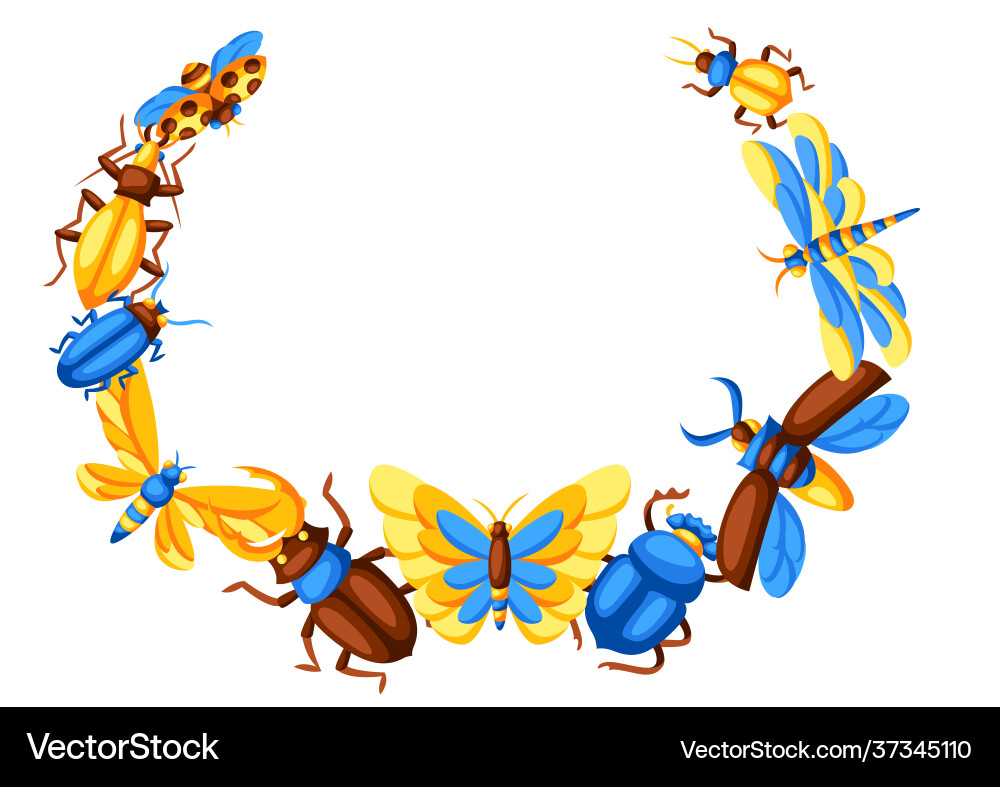 Frame with insects stylized butterflies beetles Vector Image