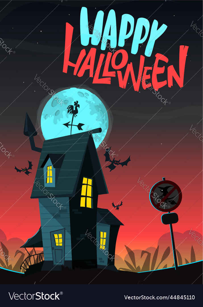 Happy halloween haunted house cartoon horror Vector Image