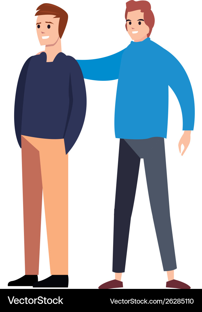 Men happy young people characters Royalty Free Vector Image