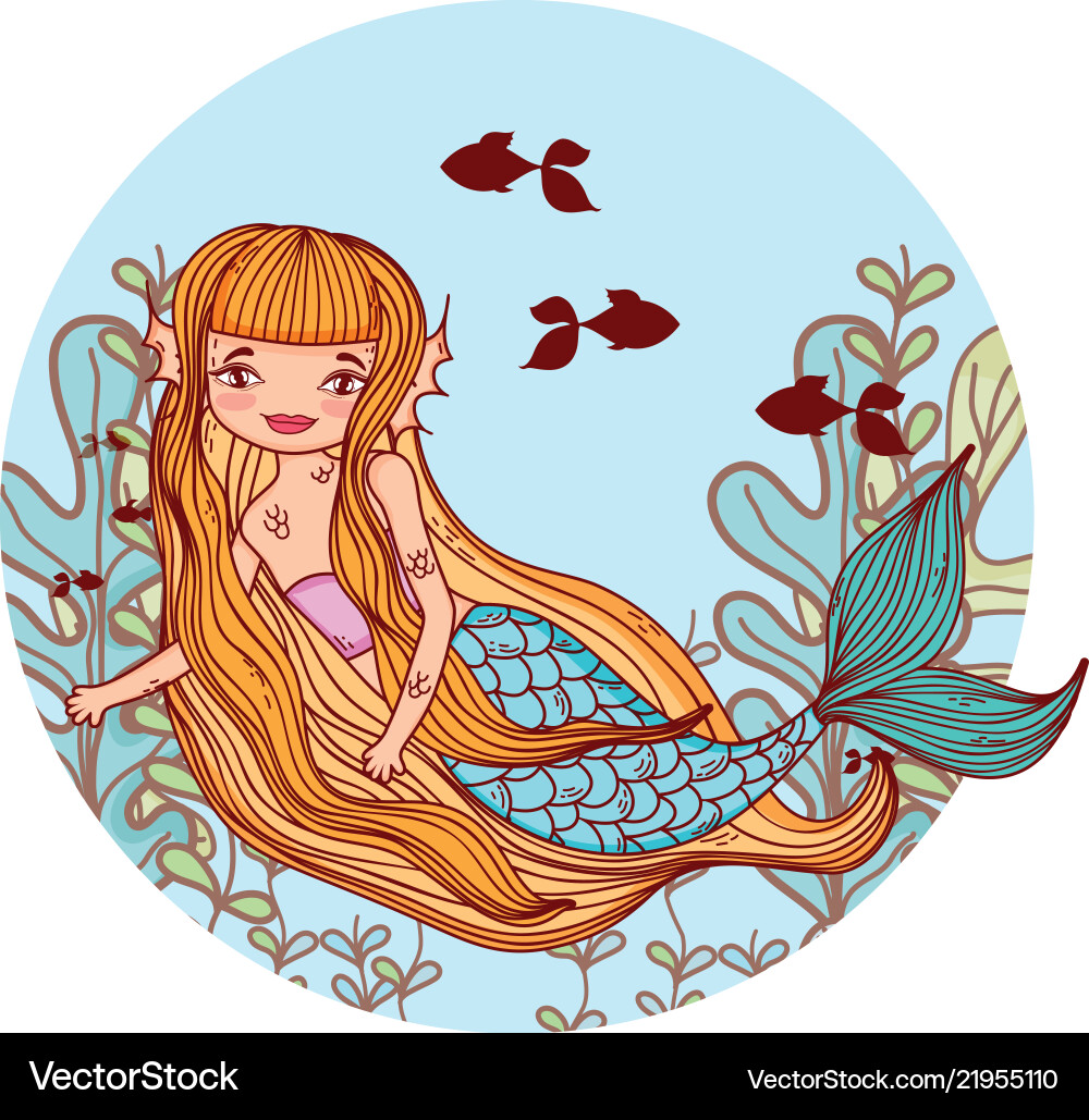 Mermaid swimming undersea Royalty Free Vector Image