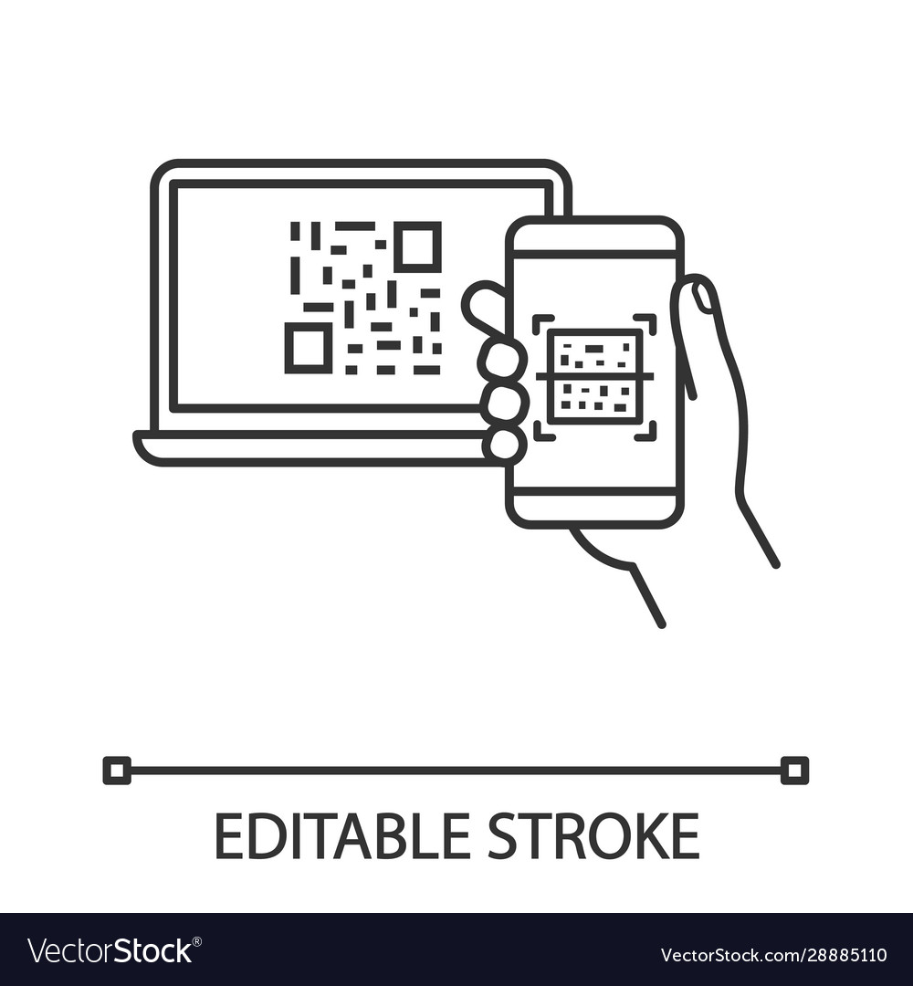Qr code scanning smartphone app linear icon Vector Image Qr code scanning smartphone app linear icon Vector Image