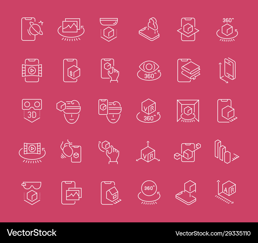 Set line icons vr and ar Royalty Free Vector Image