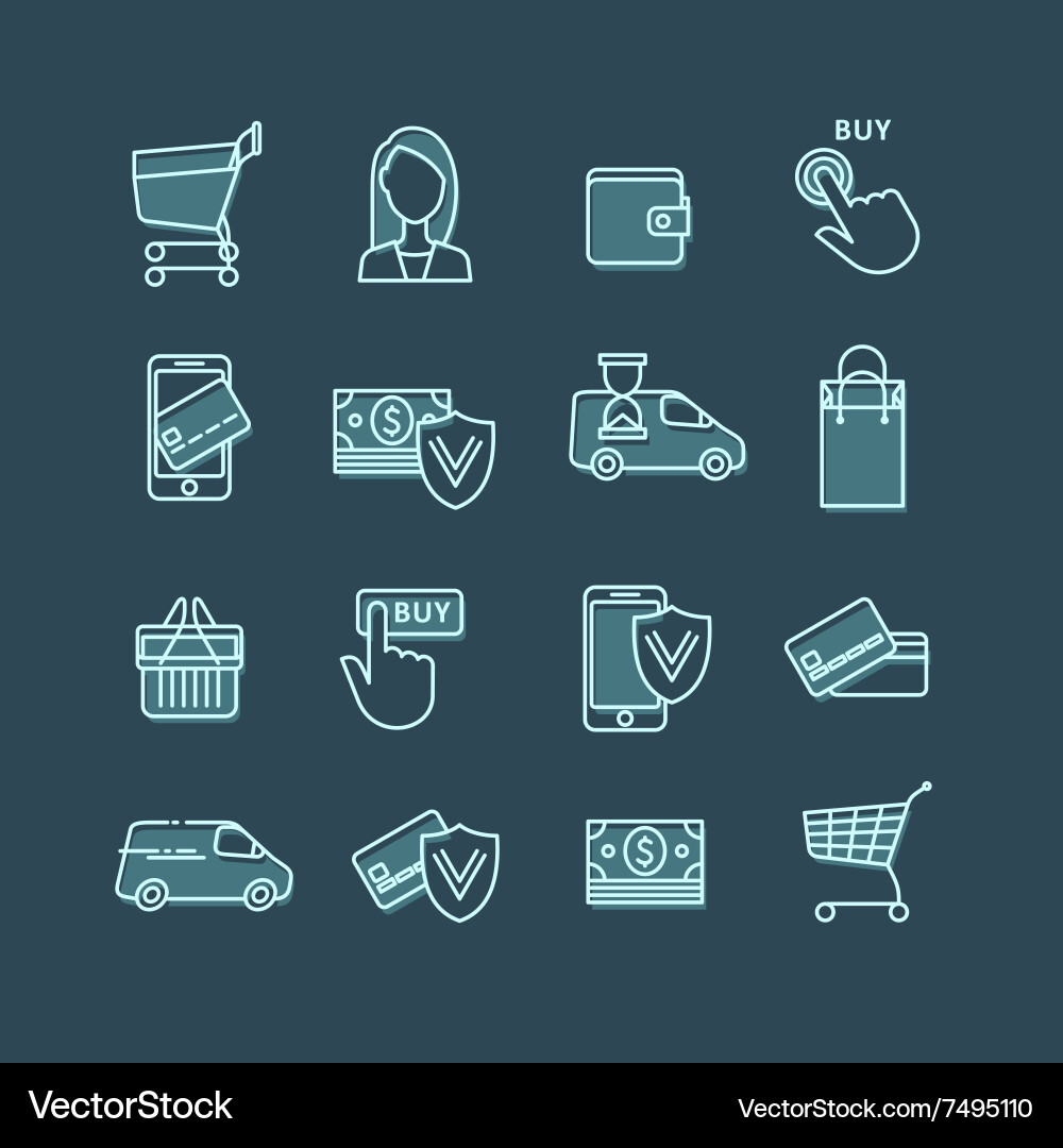 Shopping and ecommerce web store icons set Vector Image