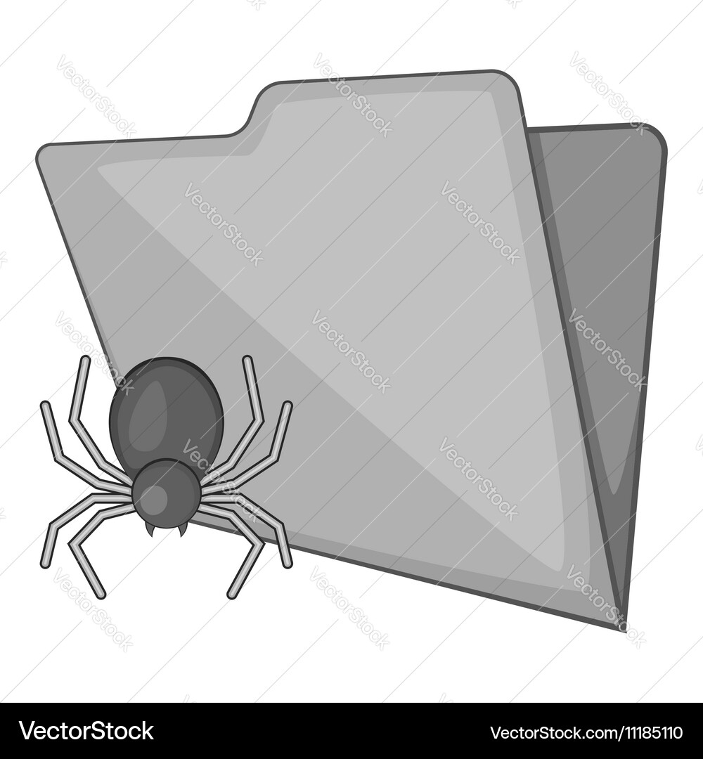 Spider virus in folder icon gray monochrome style Vector Image