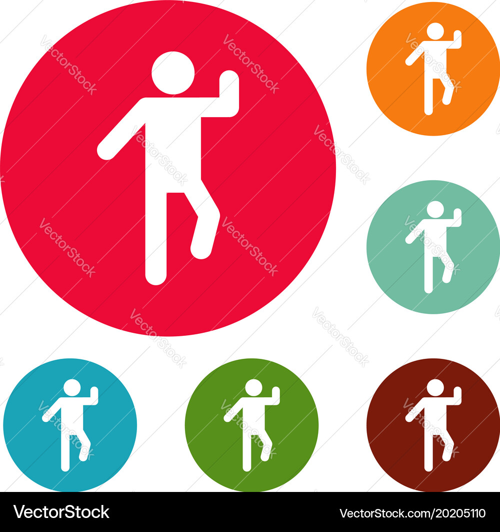 Stick figure stickman icons circle set Royalty Free Vector