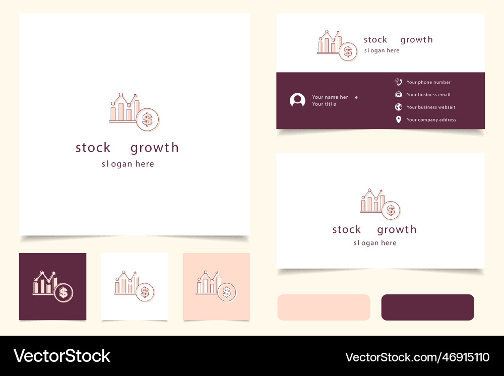 Stock growth logo design with editable slogan Vector Image