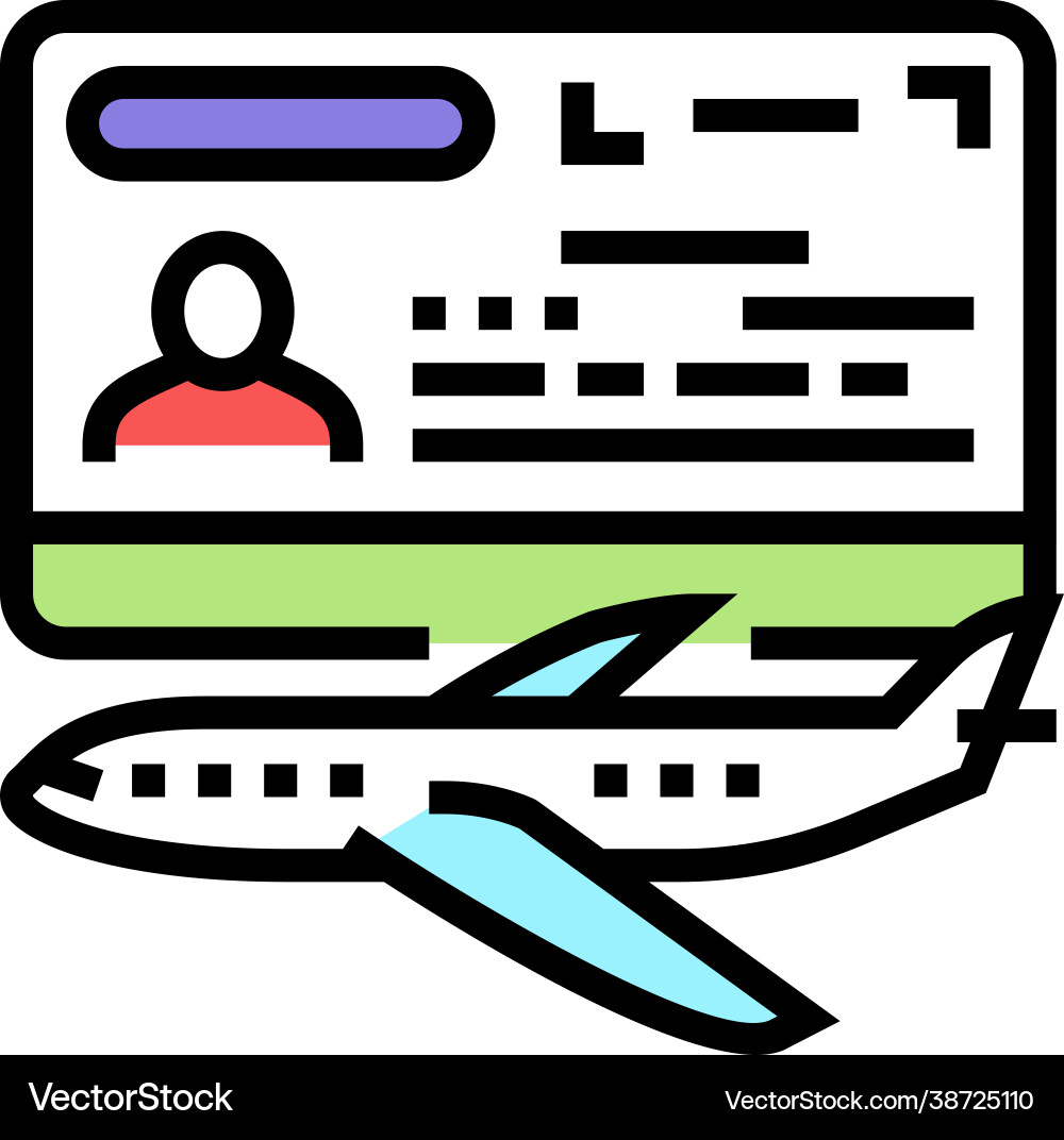 Transit visa color icon Royalty Free Vector Image