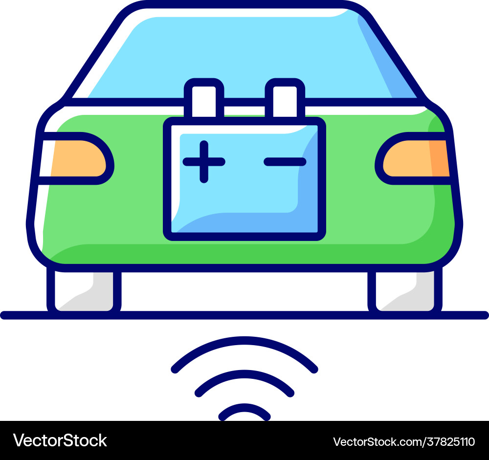 Wireless ev charging rgb color icon Royalty Free Vector