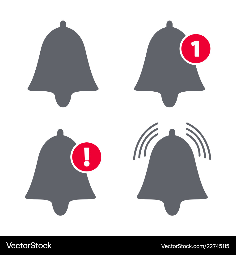 Bell icon set ring and notification number sign Vector Image