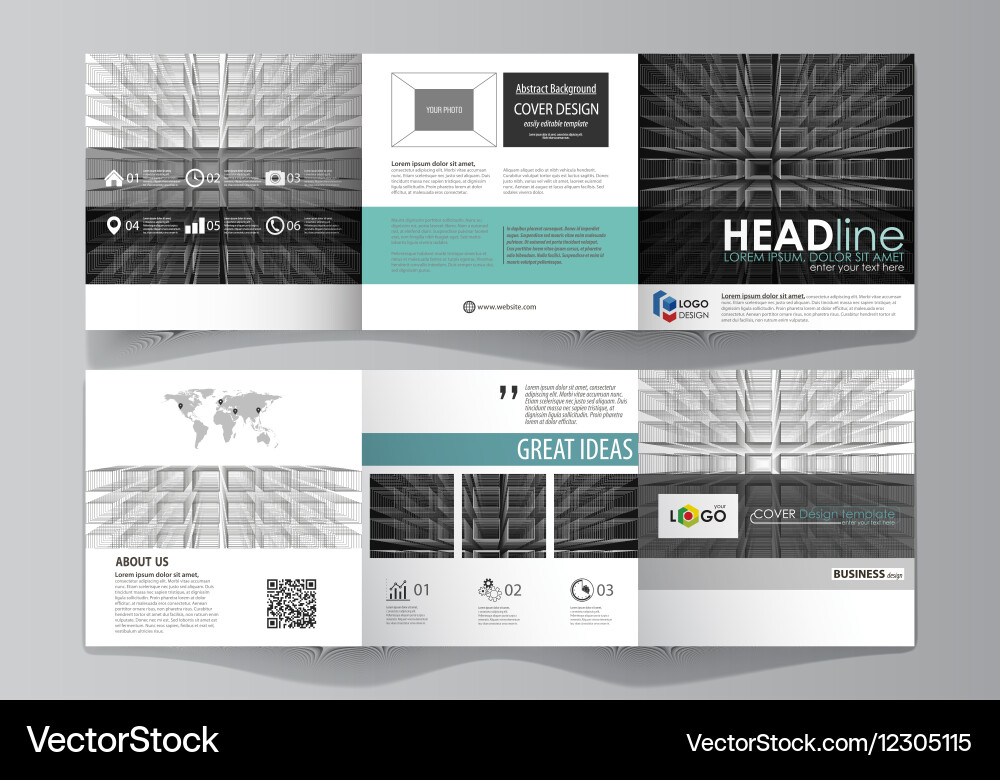 Business templates for tri fold square design Vector Image