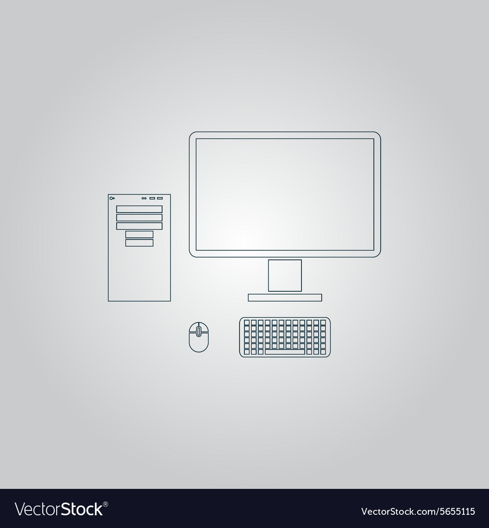 Computer case with monitor keyboard and mouse Vector Image