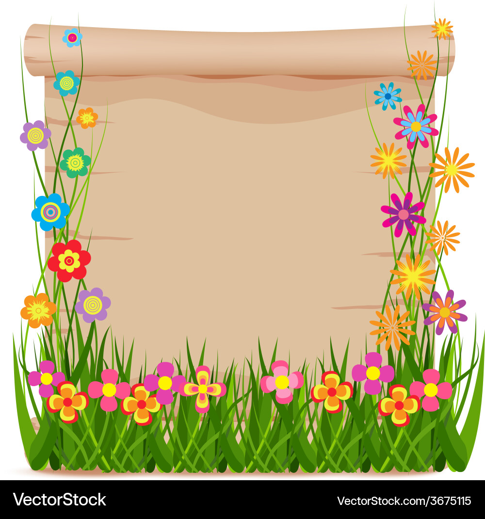 Concept grass of spring with blank paper Vector Image