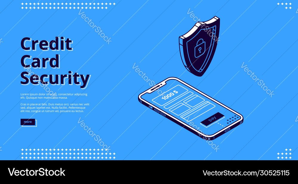 Credit card security web banner phone and robot Vector Image