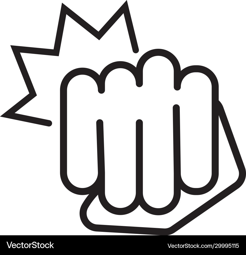 Fist hand signal line style Royalty Free Vector Image