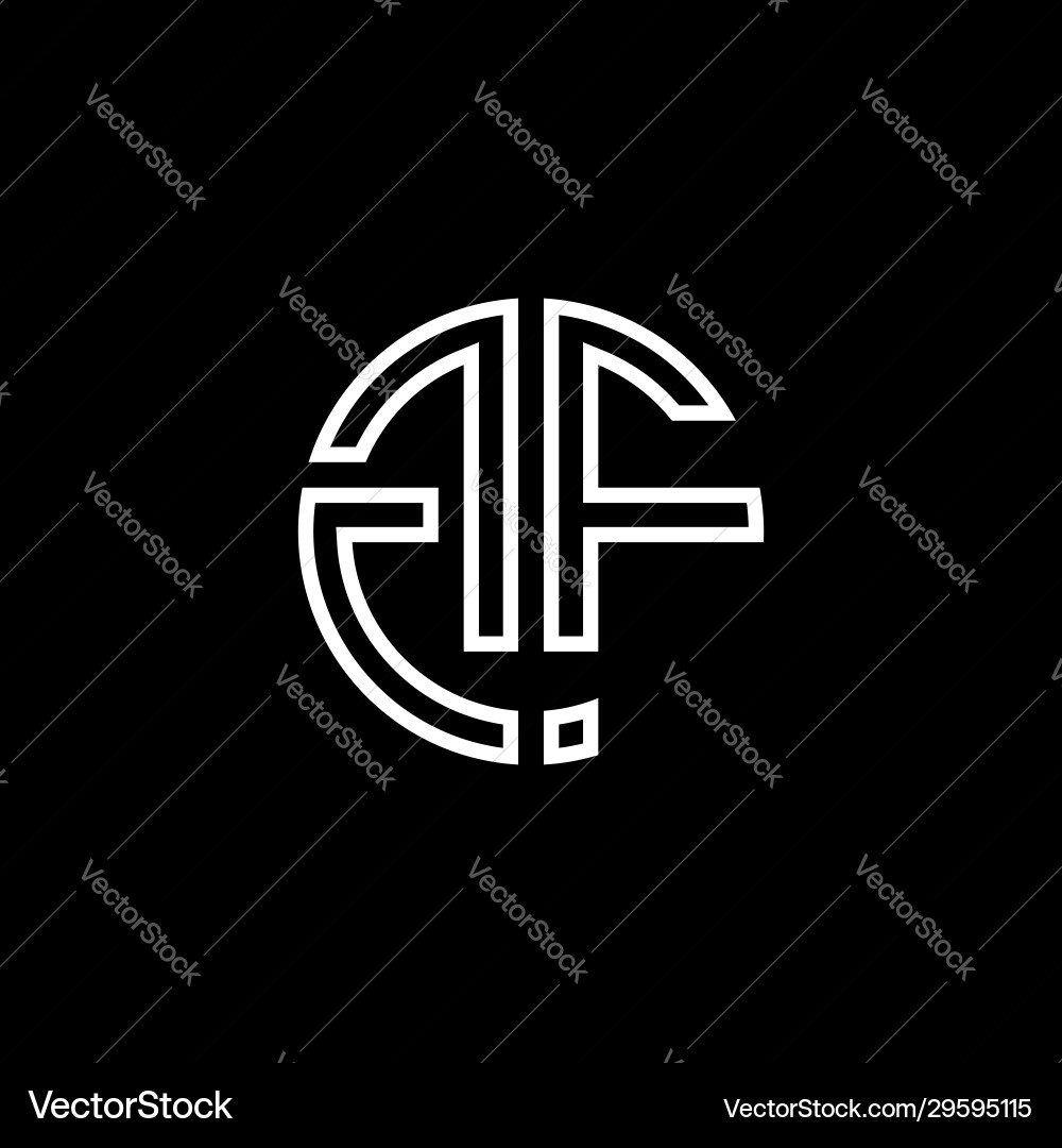 Gf monogram logo circle ribbon style outline Vector Image